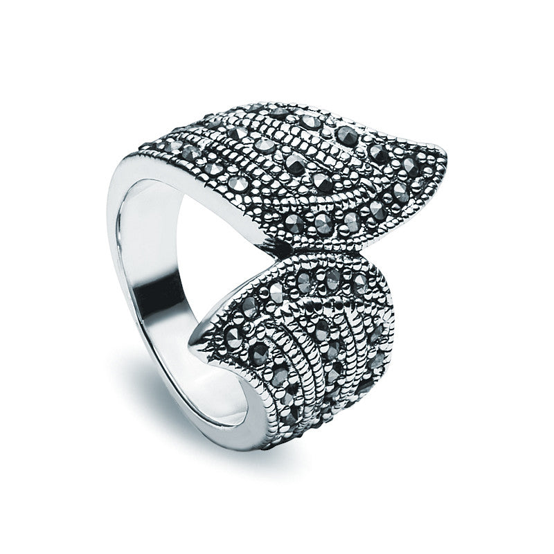 Sterling Silver Jet Crystal Ring - Elegant | Zaffre Silver Australia ...