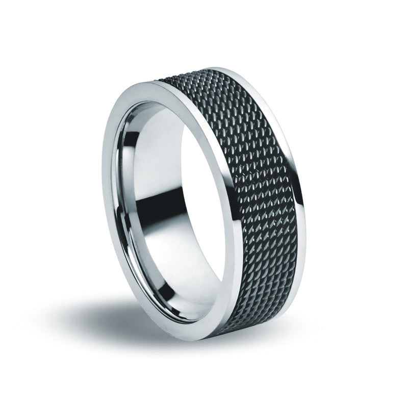 Stainless Steel & Black Wire Ring – Zaffre Jewellery