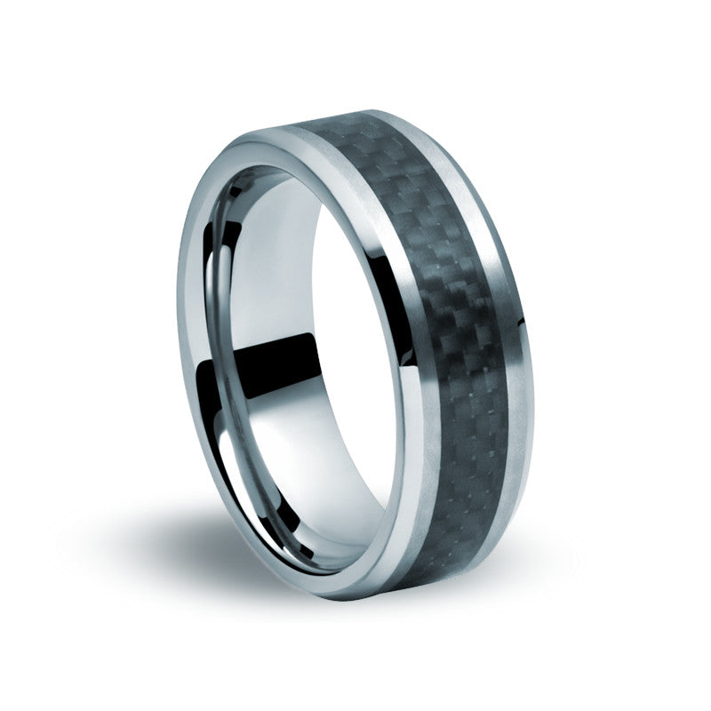 Tungsten Carbide Carbon Fibre Ring | Zaffre Jewellery | Australia