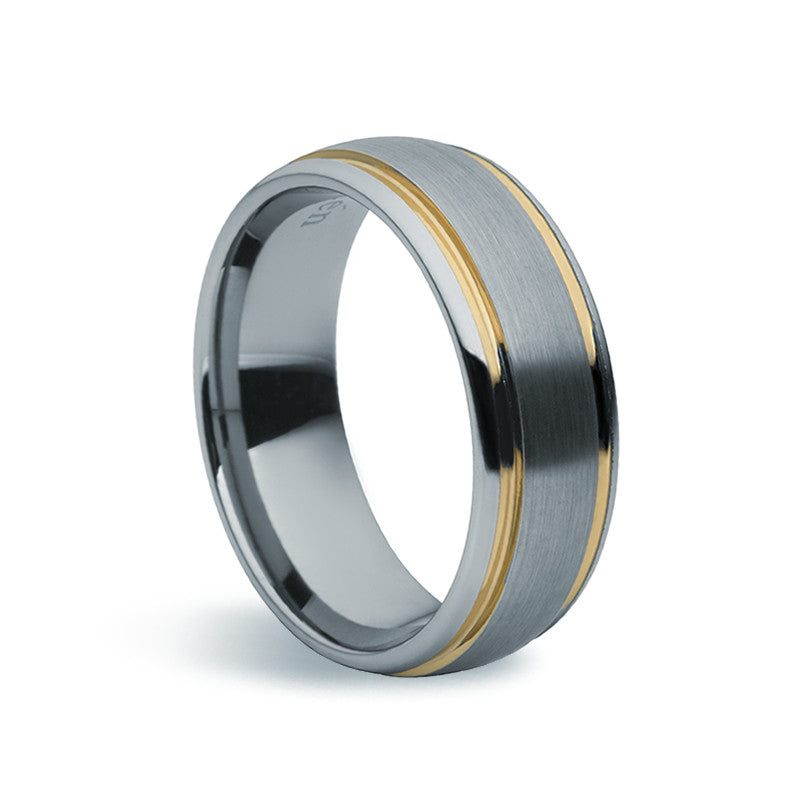 Tungsten Carbide Matte & Gold Ring | Zaffre Jewellery | Australia